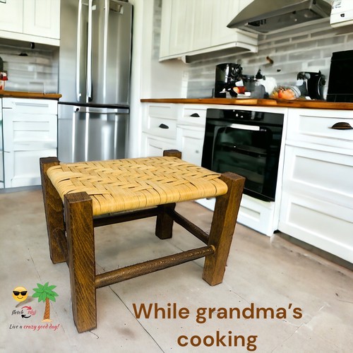 Hand Crafted & Woven Wood Step/Sitting Stool for Grandchildren ...