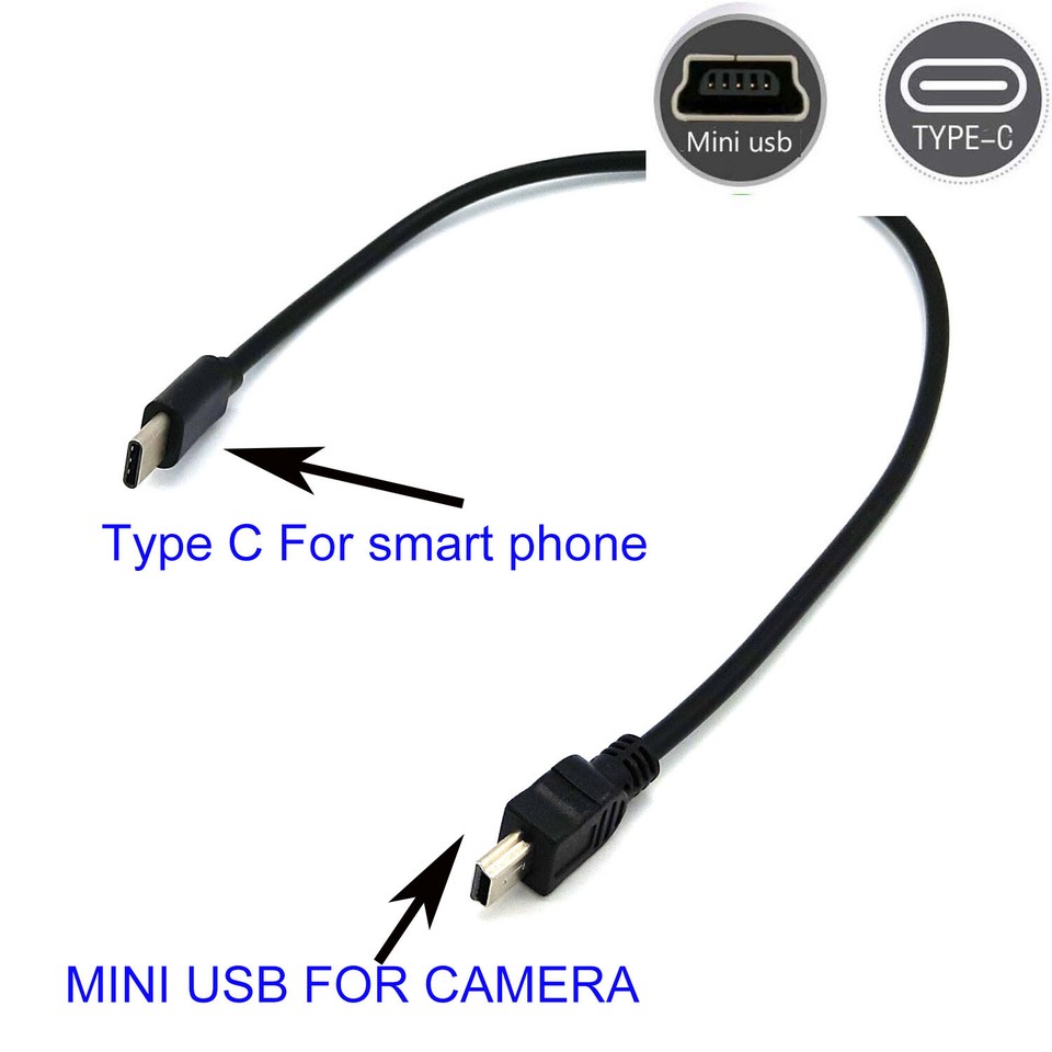 TYPE C to mini usb OTG CABLE FORJVC GZ-HM1 GZ-HM1AC GZ-HM200 HM30 HM300 ...