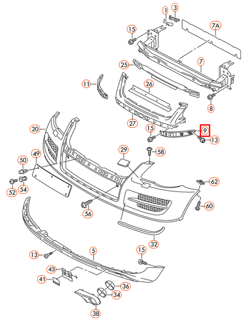 Volkswagen Touareg 7l Genuine Front Left Bumper Bracket 7L6807049 2010 ...