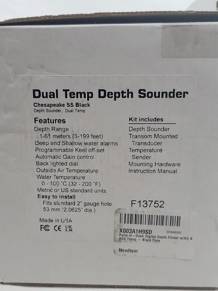 Faria In-Dash Digital Depth Finder w/Air & H20 2" Depth Finder Gauge | eBay