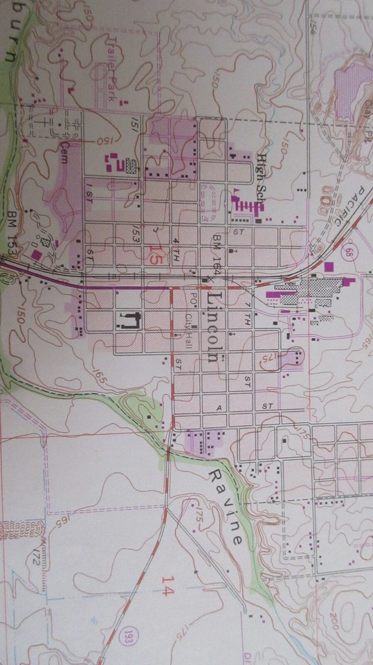 Lincoln California USGS Paper Map, 22" x 27", Photorevised 1973, 1953 ...