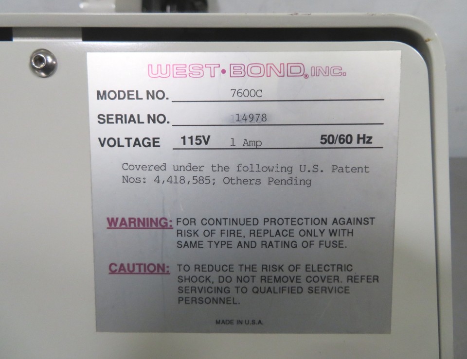 C178727 West-Bond 7600C Deep Access 90° Feed Wedge Wire Bonder ...