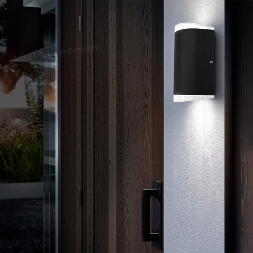 LED Double Outdoor Wall Light Steel or Black 6W Garden Up Down Wall ...