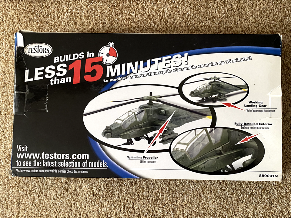 Testors Quick Build AH-64 Apache Attack Helicopter 1:32 Scale +FAST ...