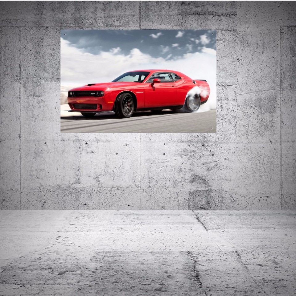 Dodge SRT Hellcat Red 36"x54" VINYL BANNER American Muscle Man Cave ...