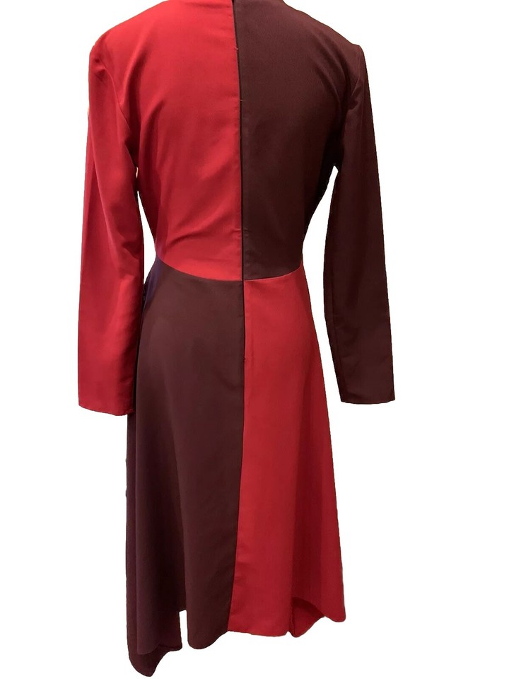 Warehouse Red Asymmetrical Colour Block Midi Dress Size 10 | eBay