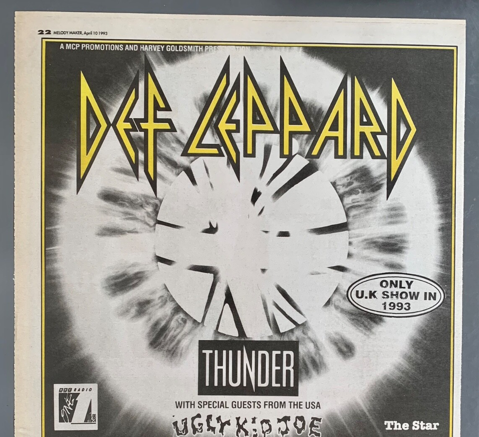 DEF LEPPARD vintage 1993 POSTER ADVERT UK CONCERT SHEFFIELD STADIUM ...