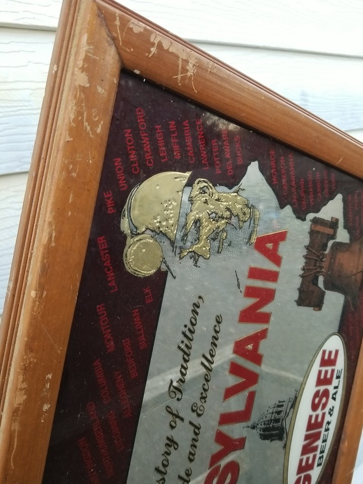 Vintage Genesee Beer & Ale Wood Framed Mirror Beer Sign Pennsylvania ...