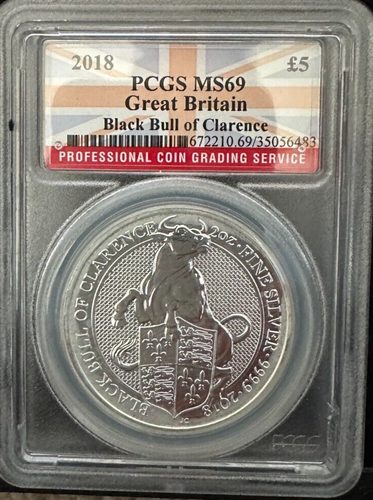 2018 UK Queen’s Beasts Silver 2 Oz 5 Pounds, Black Bull Of Clarence ...