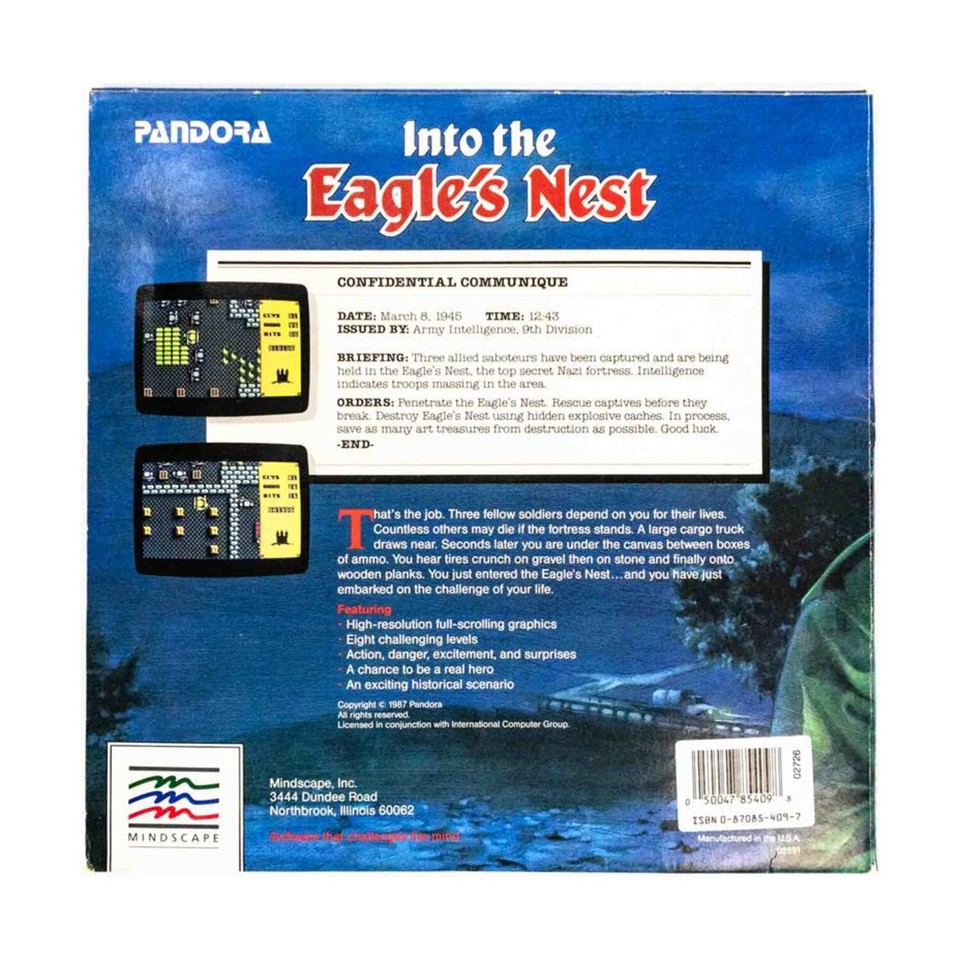 Mindscape Computer Game Into the Eagle's Nest VG/EX | eBay