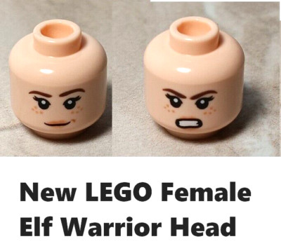 New LEGO Elf Head FEMALE Warrior Battle Face with Lipstick :) Resting ...