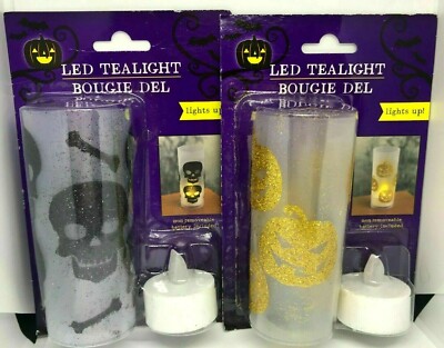 Spooky LED tea light candle decoration Choose Either Skull or Jack-O ...
