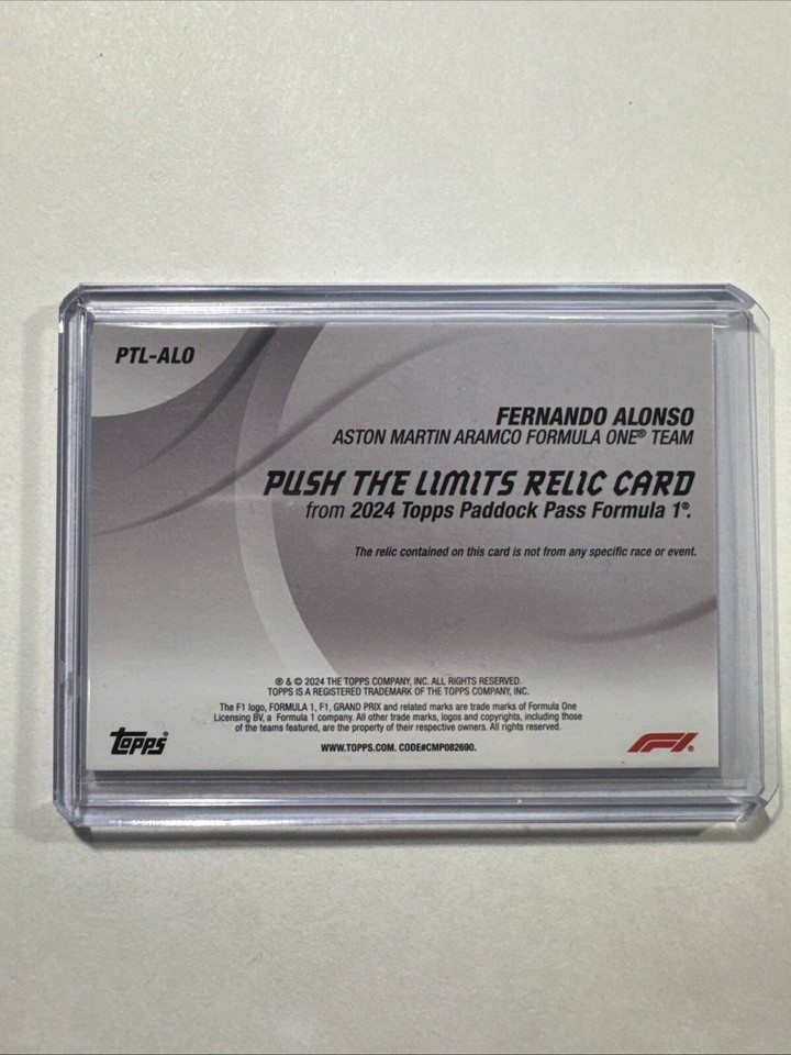 2024 Topps F1 Paddock Pass Fernando Alonso Push The Limits Race Worn ...