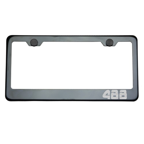 Titanium Gun Metal License Plate Frame 488 Laser Etched Metal Screw Cap ...