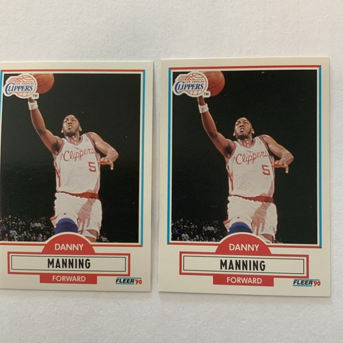 (2) 1990 Fleer Danny Manning "No Line" Error & Corr.Basketball Cards ...