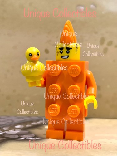 LEGO Minifigure Orange Brick Guy with Mohawk and Yellow Duck Brand New ...