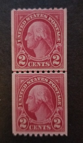 US Scott 606 2c Washington Stamp Coil Line Pair LP MINT MNH OG Unused ...