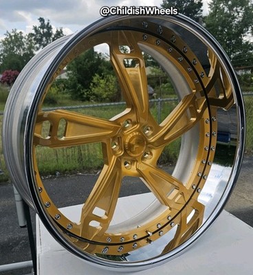 24" Inch Brushed GOLD Forgiato INDICANDO 5x120.65 5x120 5x4.75 Wheels ...