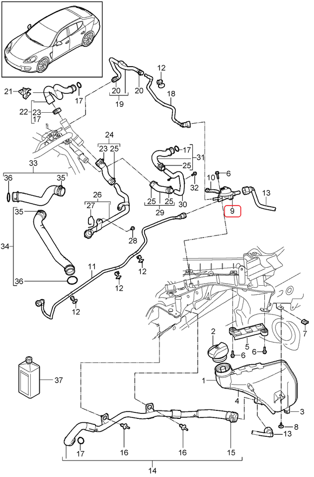 PORSCHE 911 CAYENNE MACAN Engine Coolant Air Bleeder Valve 7P5121671A ...