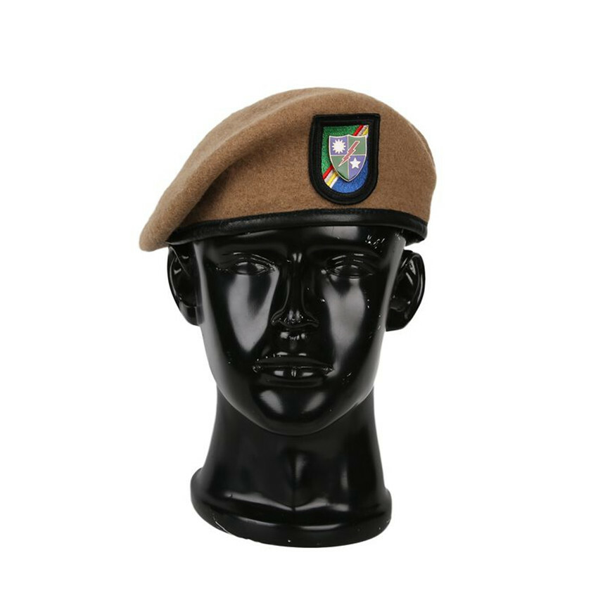 Army Ranger Beret Patch PWRR Cloth Beret Patch, Olive Green On Black