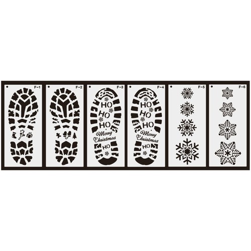 Cutout Santa Claus Shoe Print 6-Piece Set Reusable Craft Stencils for ...
