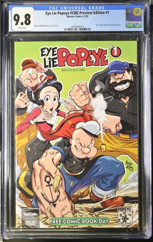 Eye Lie Popeye CGC 9.8 FCBD Preview Edition Variant Massive Comics 2024 ...