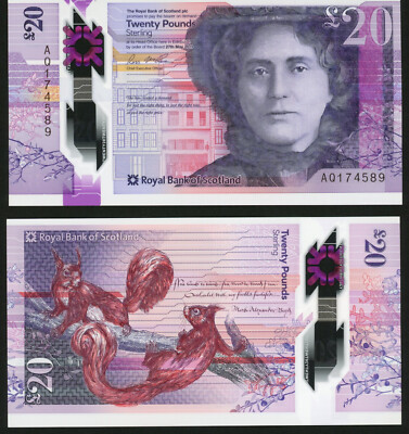 The Royal Bank of Scotland £20 Pounds 2019 UNC P372 Polymer Banknote ...