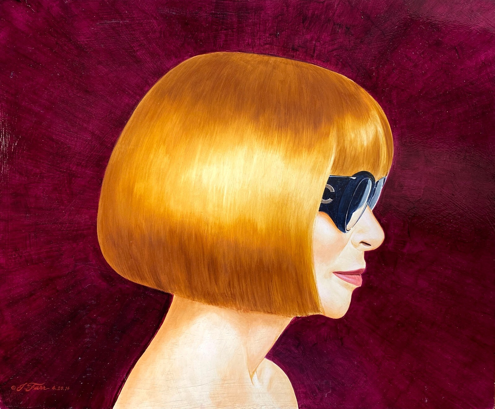 ANNA WINTOUR SIGNED ORIGINAL OIL PORTRAIT PAINTING VOGUE EDITOR JIM ...