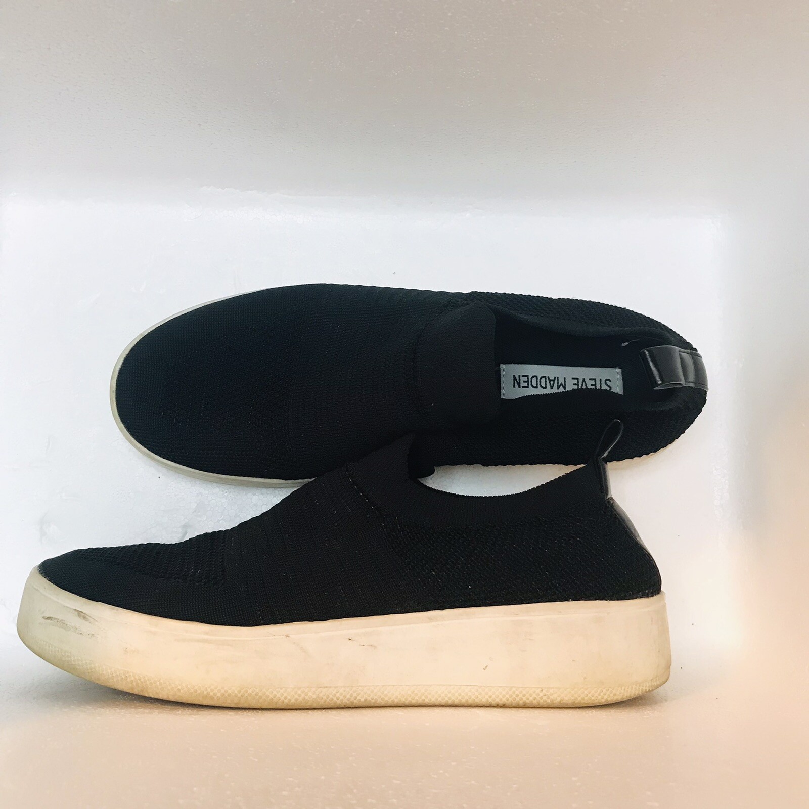 Steve Madden Beale Black Knit Slip On Sneakers Shoes … - Gem