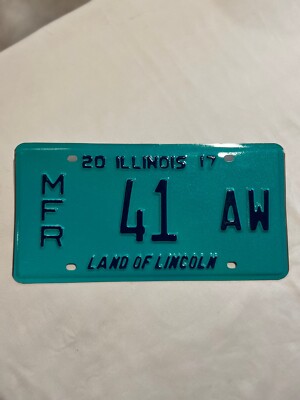 LICENSE PLATE ILLINOIS MANUFACTURER 41 AW | eBay