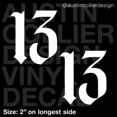 Set of 2 * 2" NUMBER 13 vinyl decal car window laptop sticker - lucky ...