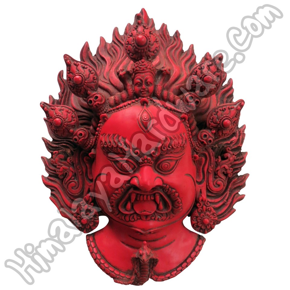 Resin Bhairava Mask: black red gold Bhairav Bhairab Kala Mahakala Shiva ...