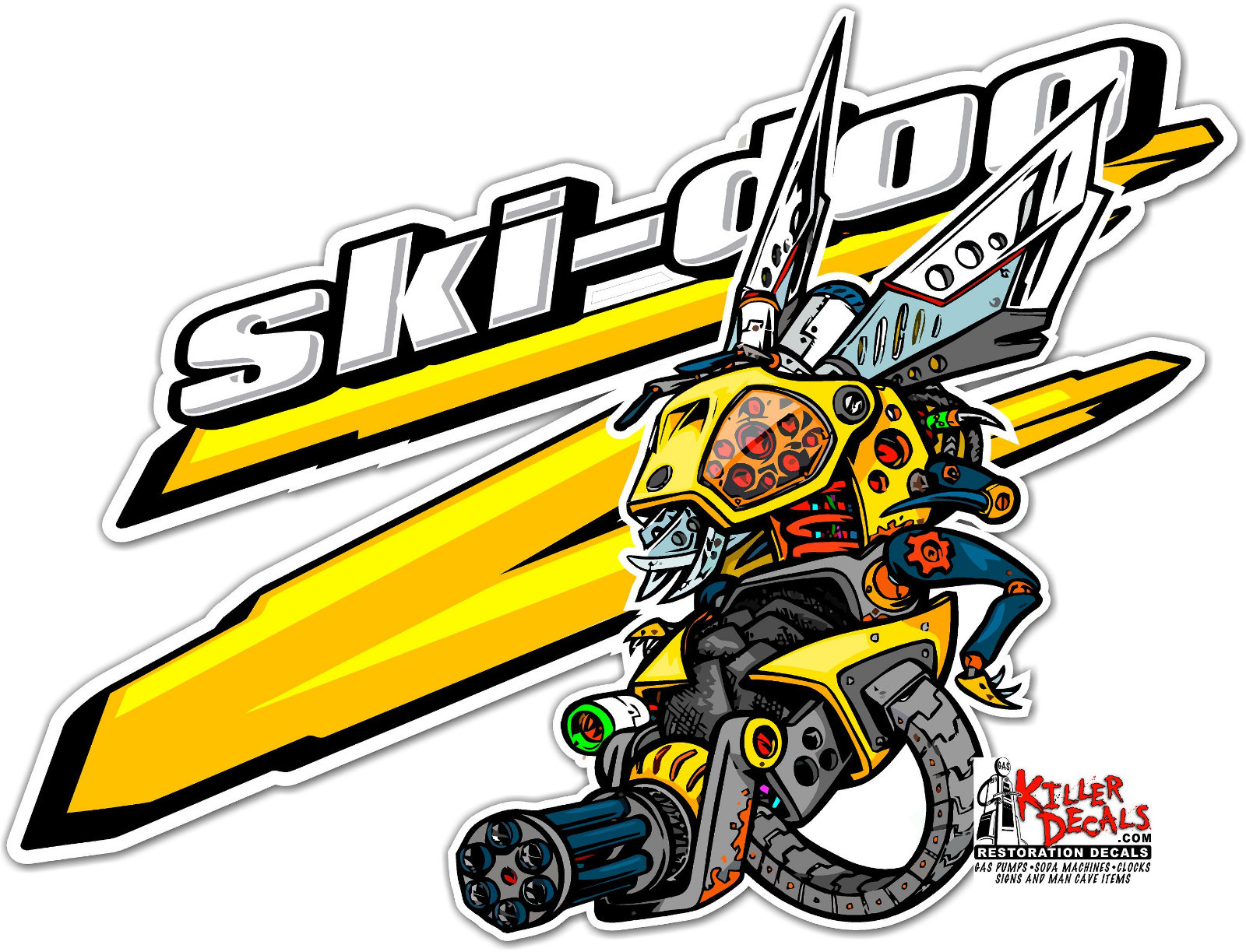 (SKID-7L) LEFT 18" SKIDOO SKI-DOO SNOWMOBILE REV ROBOT BEE DECAL ...