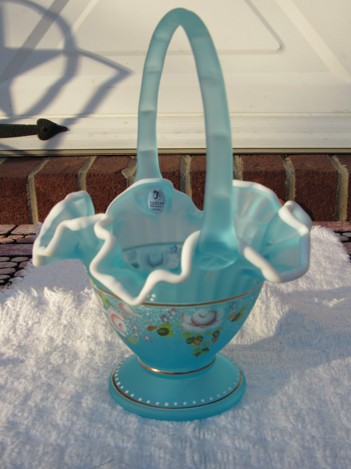 Fenton 2002 Charleton Collection Satin Blue Basket | eBay