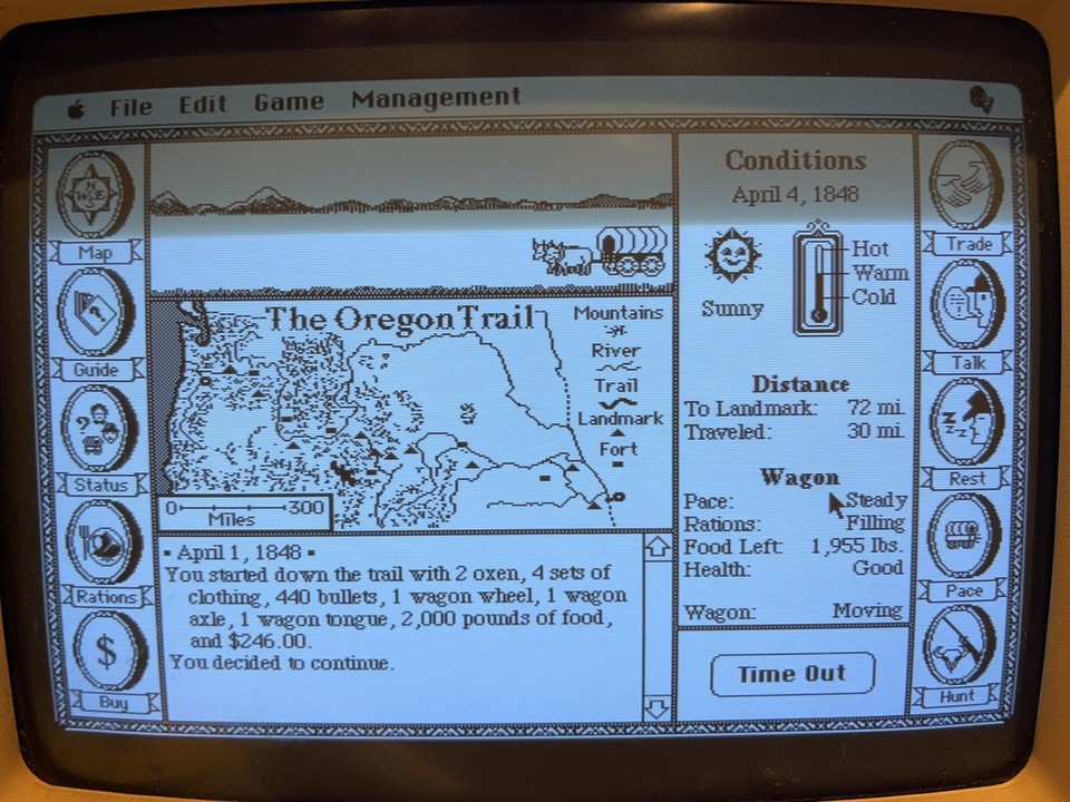 Vintage Macintosh Games Oregon Trail B/W 800k Floppy Disk | eBay