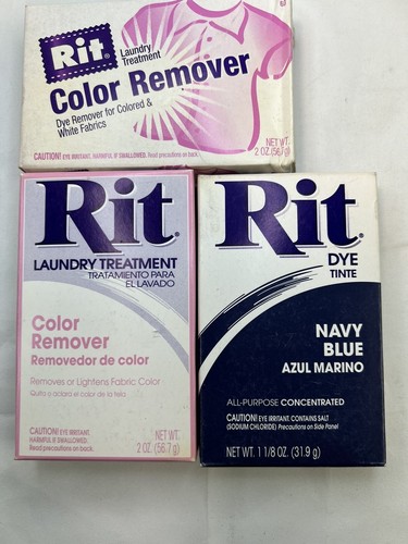 2 Of Rit color remover Fabric Treatment & 1 Navy Blue Concentrated | eBay