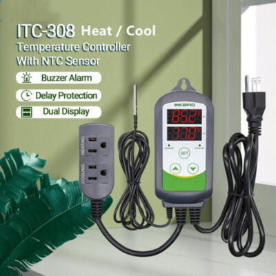 Temperature Controller Digital Thermostat 308 Heat Cool Switch 2 Relay ...