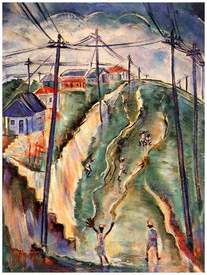 Decor Poster. Fine Graphic Art. Street baseball painting scene. Wall ...