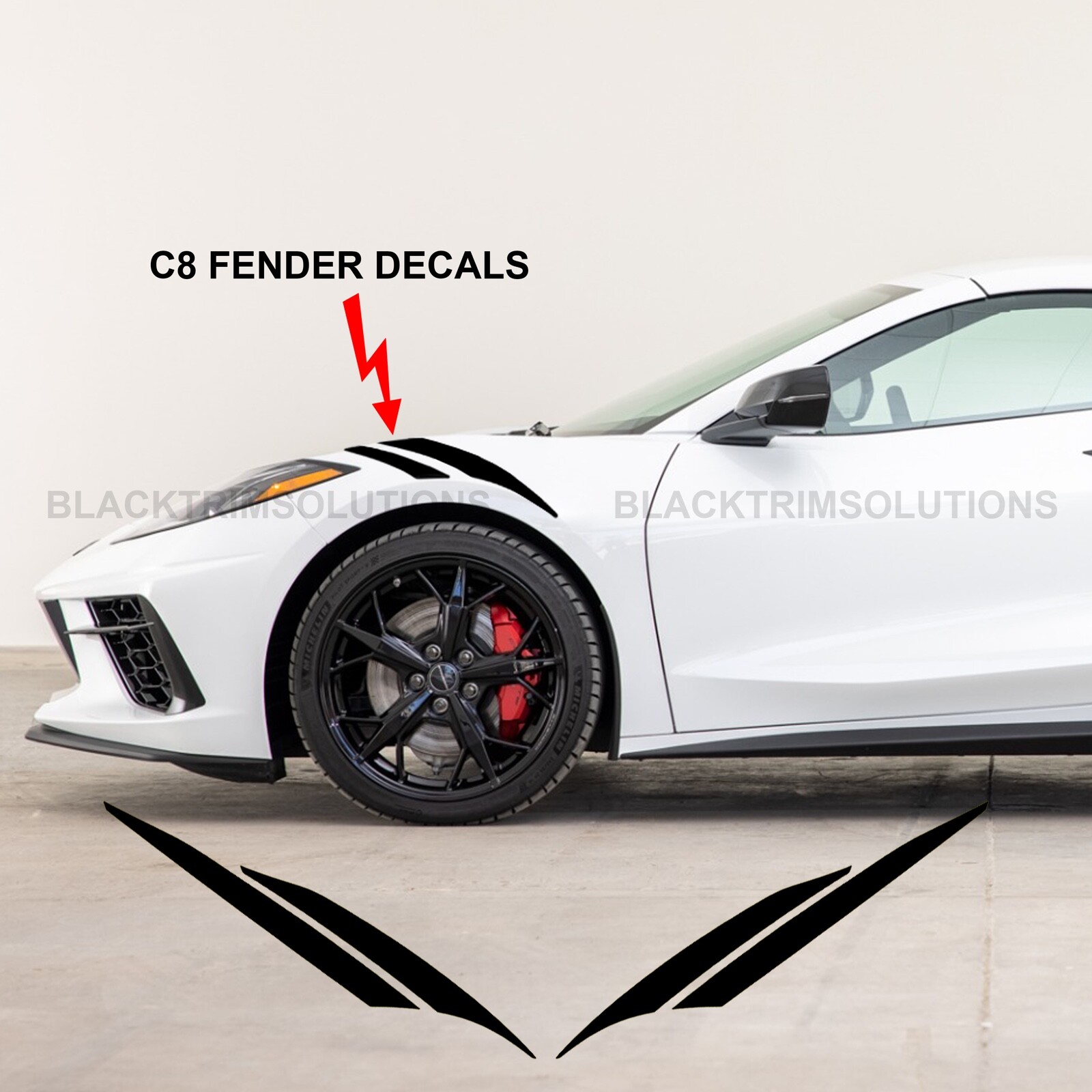 For 2020-2024 C8 Corvette Fender Stripes Overlay Graphic Decals Vinyl ...