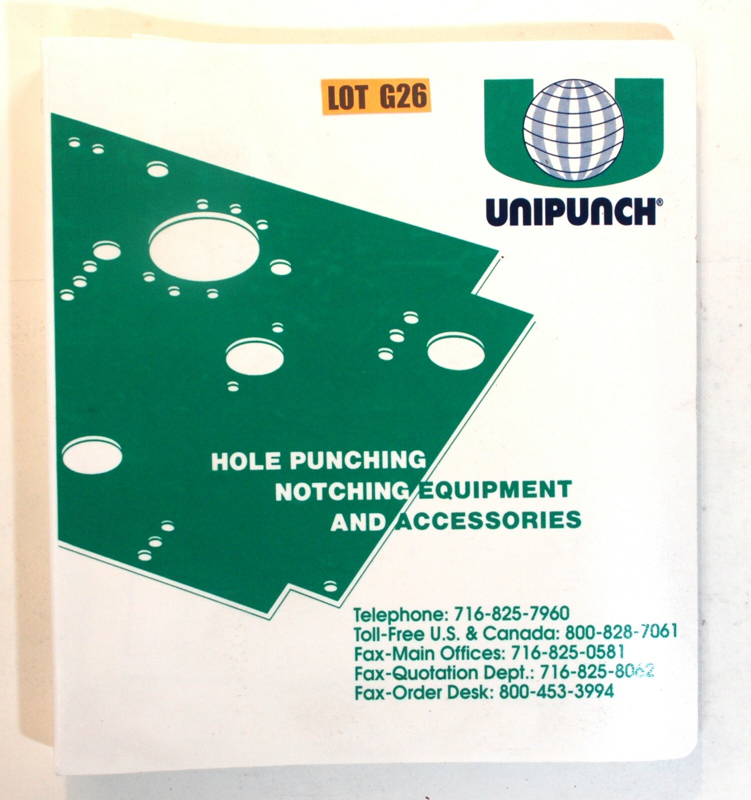 Unipunch Machine Tool Manual Product & Price List 1993 Binder Metalwork ...