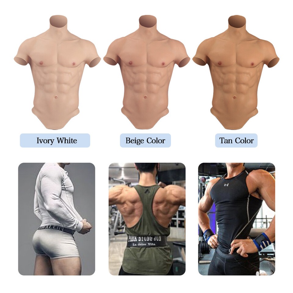 Crossdresser Silicone Fake Male Chest Belly Muscle Enhance Body Suit ...