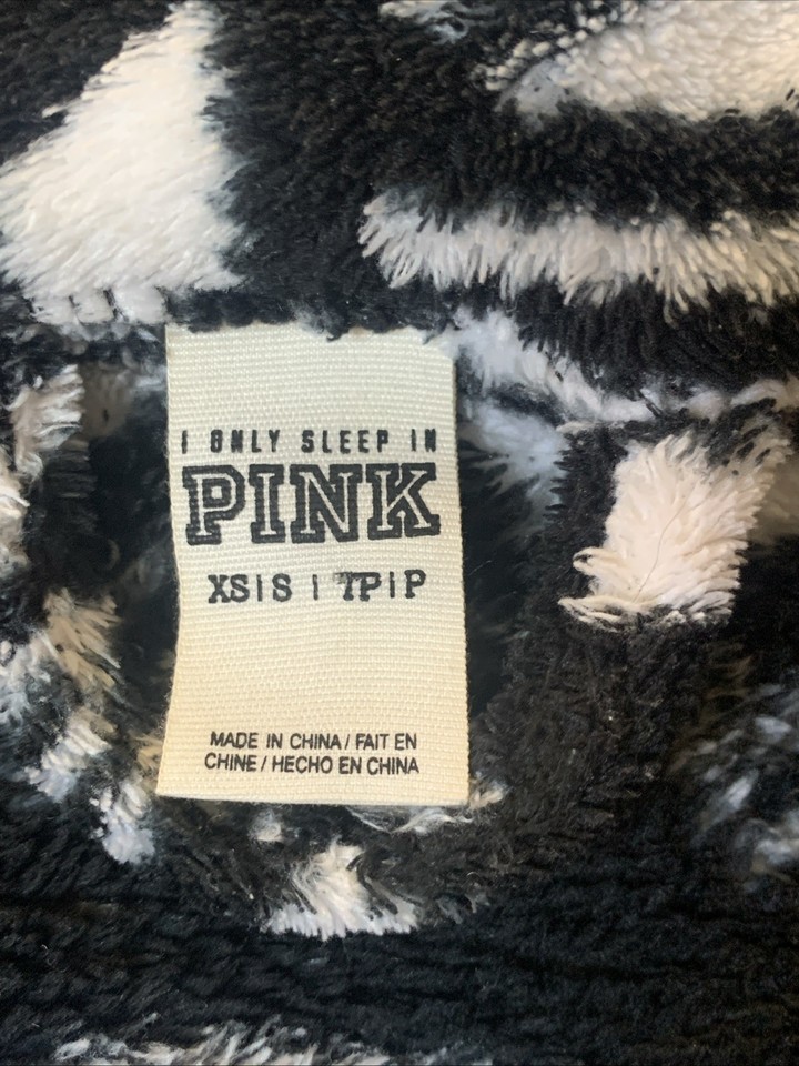 Victoria Secret Pink Black Holiday Fluffy Robe Size XS | eBay