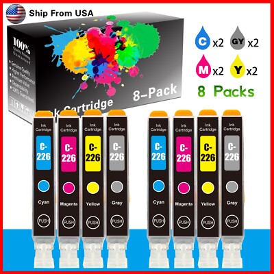 8PACK Compatible CLI 226 CLI-226 Color Ink Cartridge Work With MG6220 ...