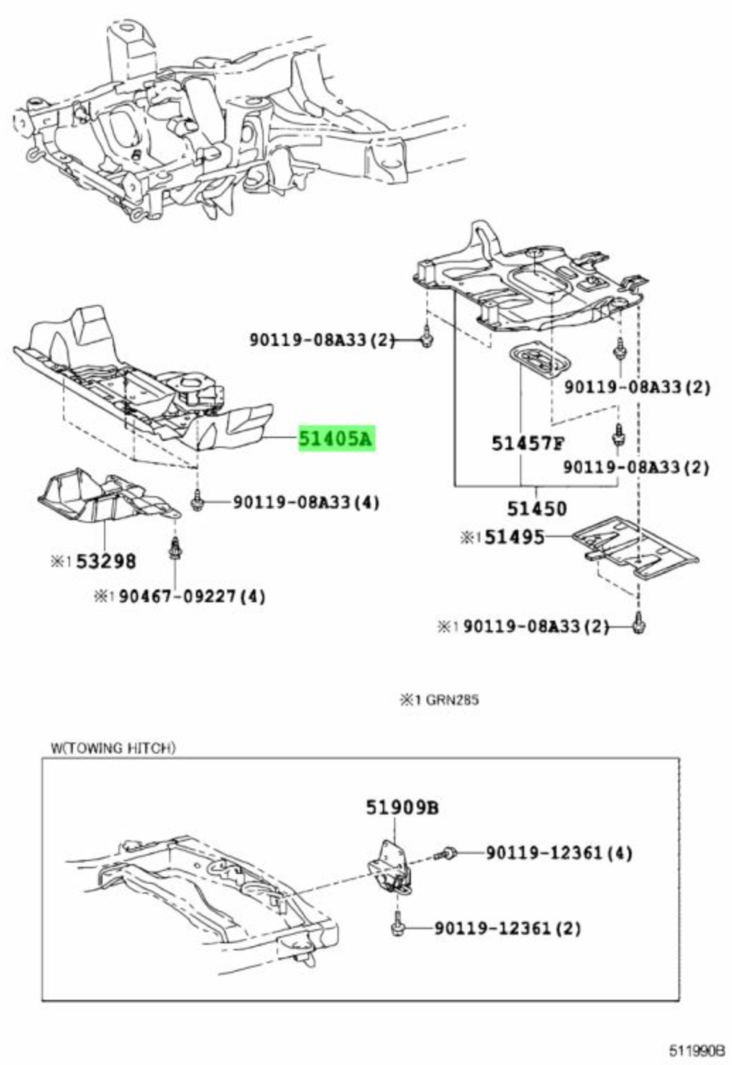 Toyota 51405-60210 4 Runner Engine Under Cover Protector OEM Genuine | eBay