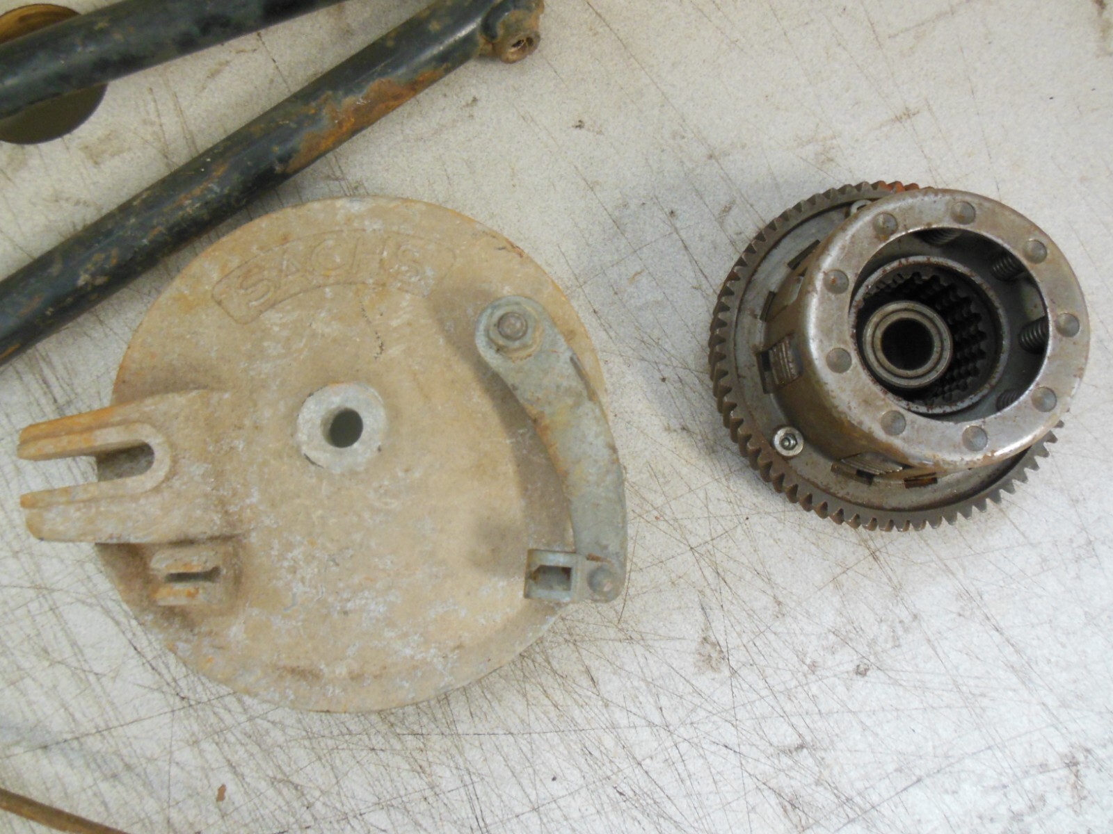 69-72 DKW Hercules Sachs 125 Sub Frame Skid Plate Clutch Swingarm Etc ...