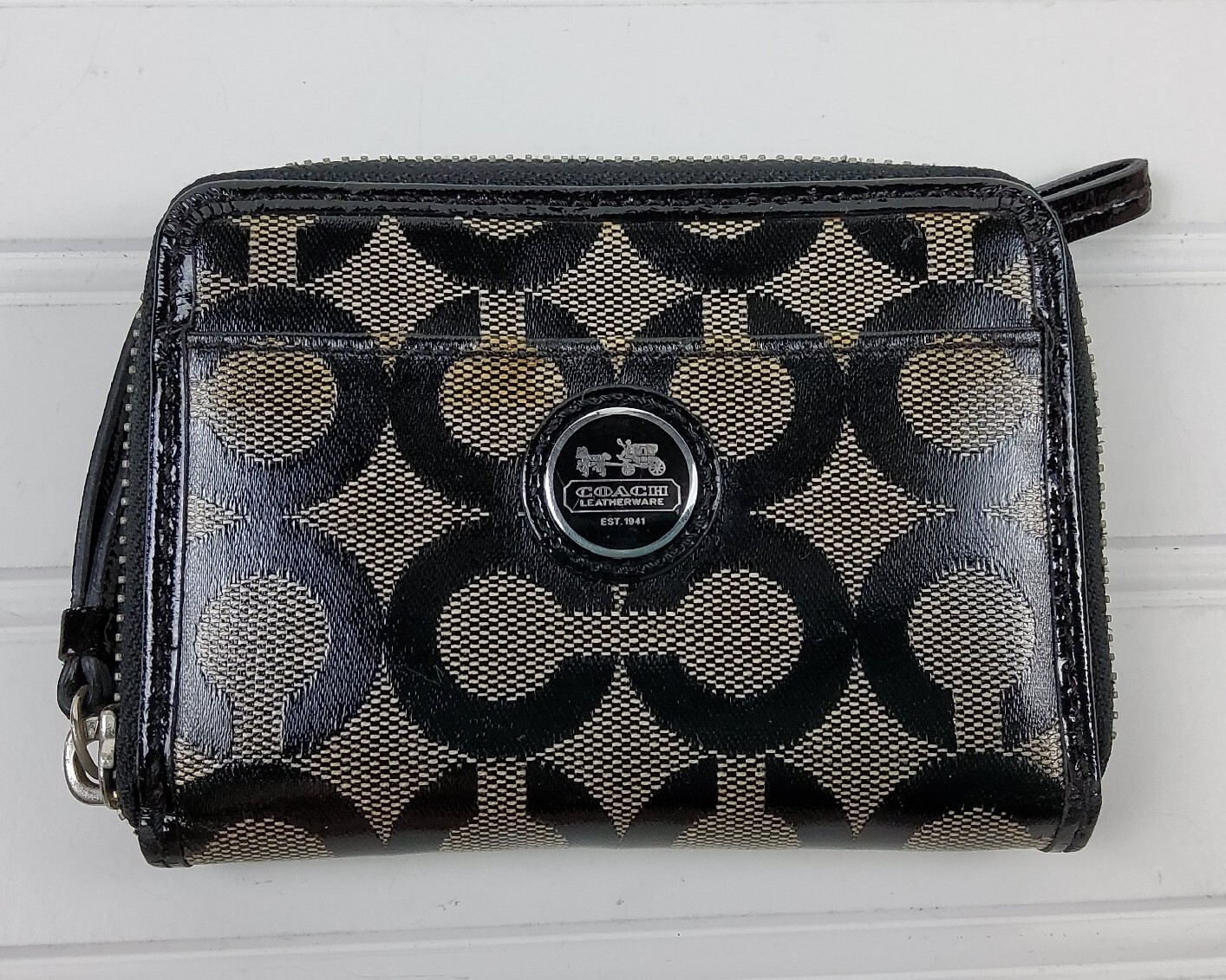 Coach Signature Zip Around Small Coated Canvas Wallet… - Gem