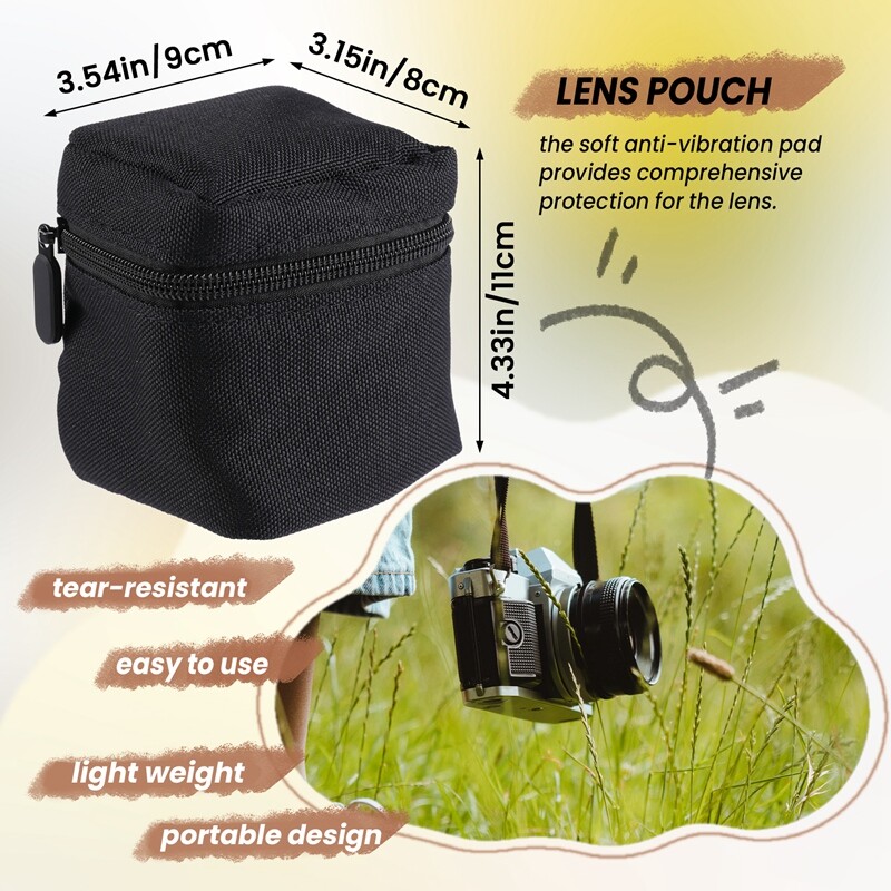 Camera Lens Bag DSLR Padded Thick Shockproof Pouch Case Lens Pouch ...