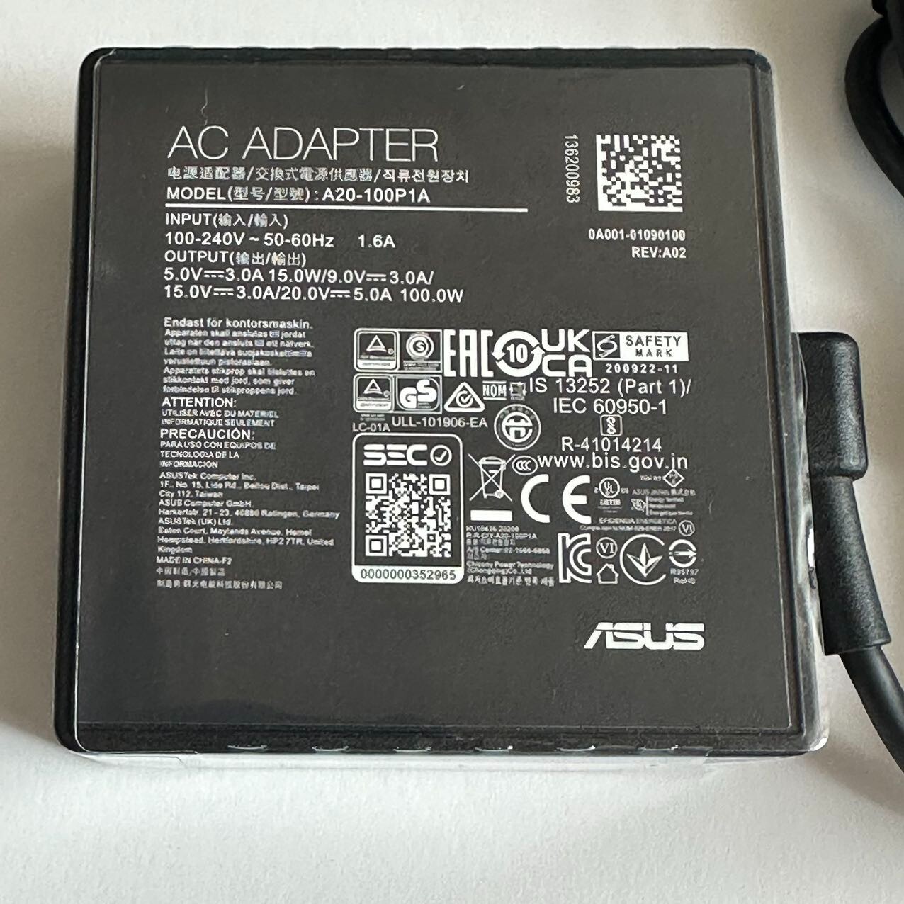 ASUS 100W USB-C Adapter Charger A20-100P1A for ASUS ROG Flow X13 Z13 ...