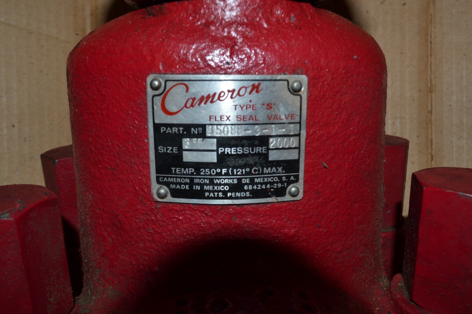 Cameron 3" SCR Flex Seal Valve, Type S, P/N 35088-03-01-01, Threaded ...