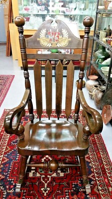 LARGE WOOD ROCKING CHAIR # 76 FLANKED BY CANNON - MOTIFS, BICENTENNIAL ...